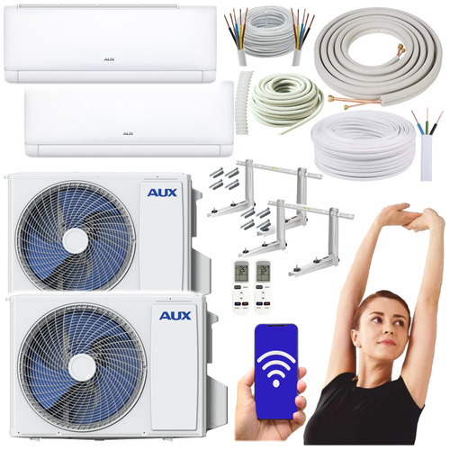 KLIMATYZATOR ŚCIENNY AUX Q-SMART ECO 3,5 kW ZESTAW DO MONTAŻU 3MB - 2 szt. (AUX-12QG) - Emokitty.pl