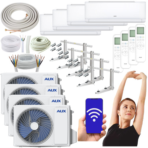 KLIMATYZATOR ŚCIENNY AUX Q-SMART ECO 2,7 kW ZESTAW MONTAŻOWY 3MB - 4 szt. (AUX-09QG) - Emokitty.pl