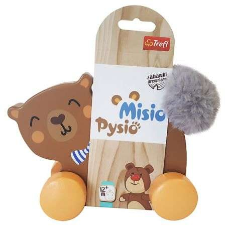MISIO PYSIO DREWNIANY MIŚ NA KÓŁKACH DO CIĄGANIA (5900511611342 ...