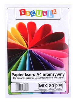 PAPIER KSERO INTENSYWNE KOLORY MIX A4 100 ARKUSZY 5 KOLORÓW 80G ESCUELA (5901878238661 ...